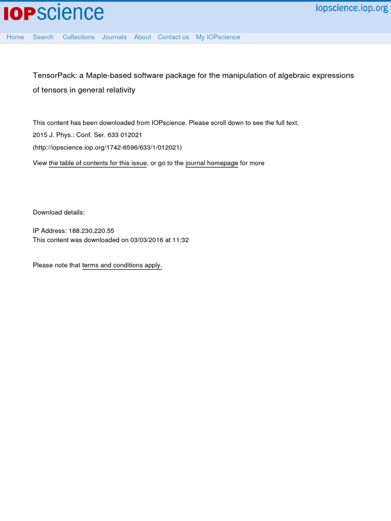 TensorPack A Maple-Based Software Package For The | PDF | Tensor | Geometry