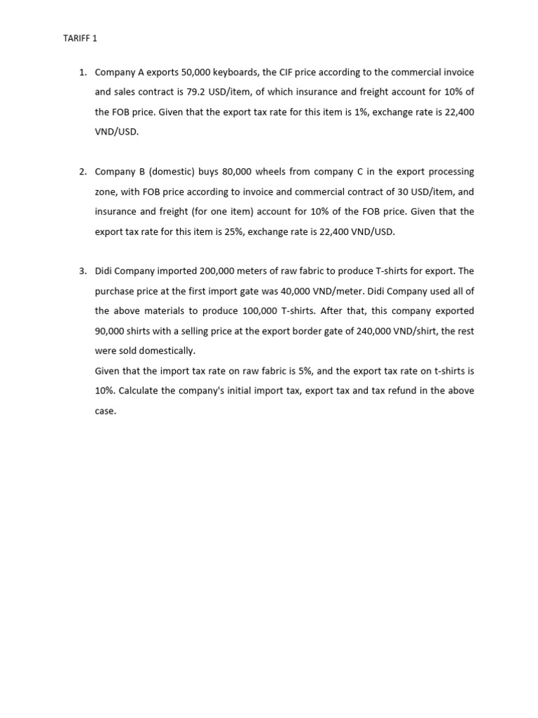 Tax Calculations for Export and Import | PDF