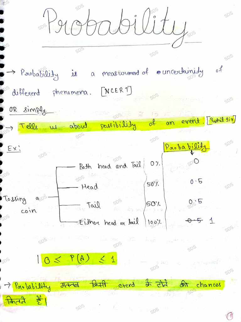 11 Probability Class-11 Math | PDF