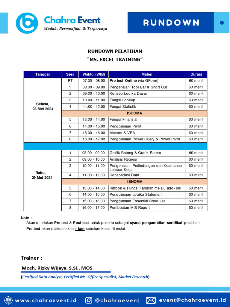 Rundown Microsoft Excel Training | PDF