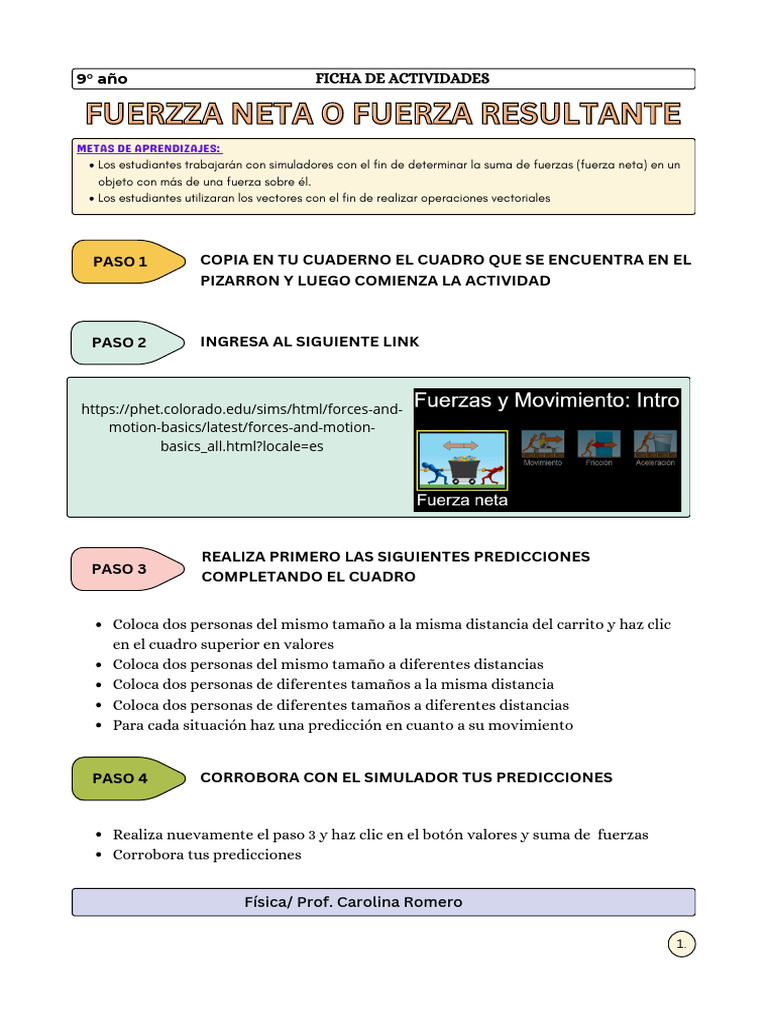 Ficha de Actividades | PDF | Fuerza | Vector Euclidiano