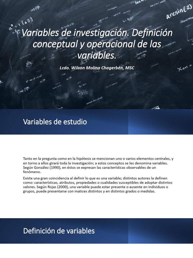 Variables de Investigación. Definición Conceptual y Operacional de Las Variables. | PDF | Teoría ...