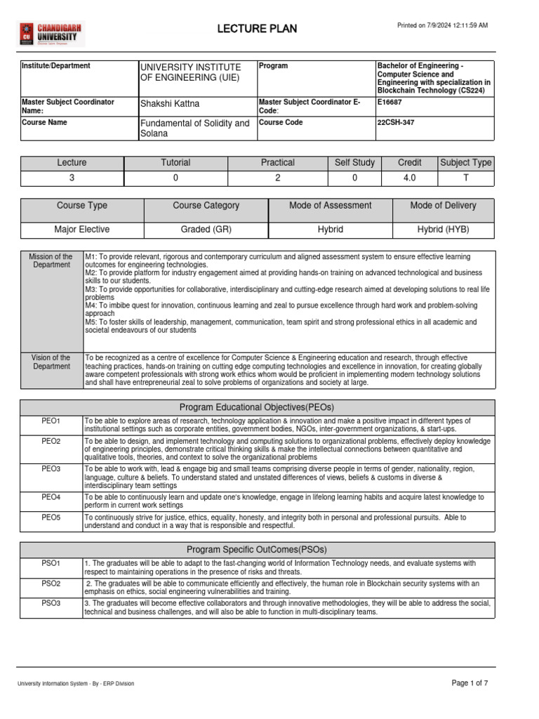 LecturePlan CS224 22CSH-347 | PDF | Engineering