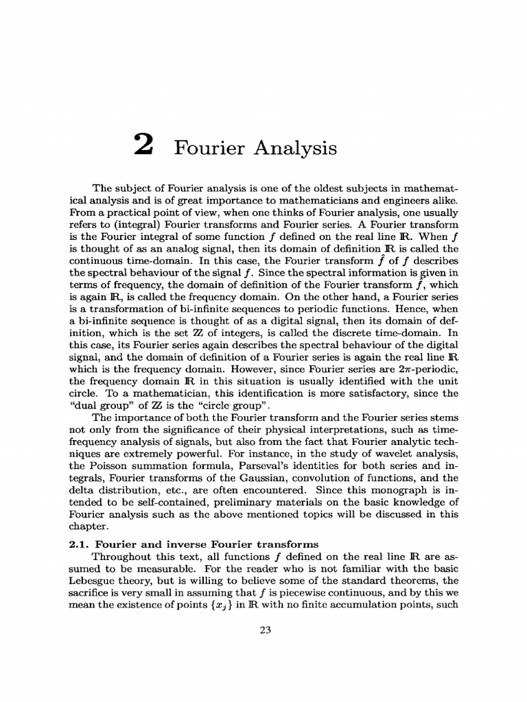 2 Fourier Analysis 1992 Wavelet Analysis And Its Applications Pdf Fourier Transform