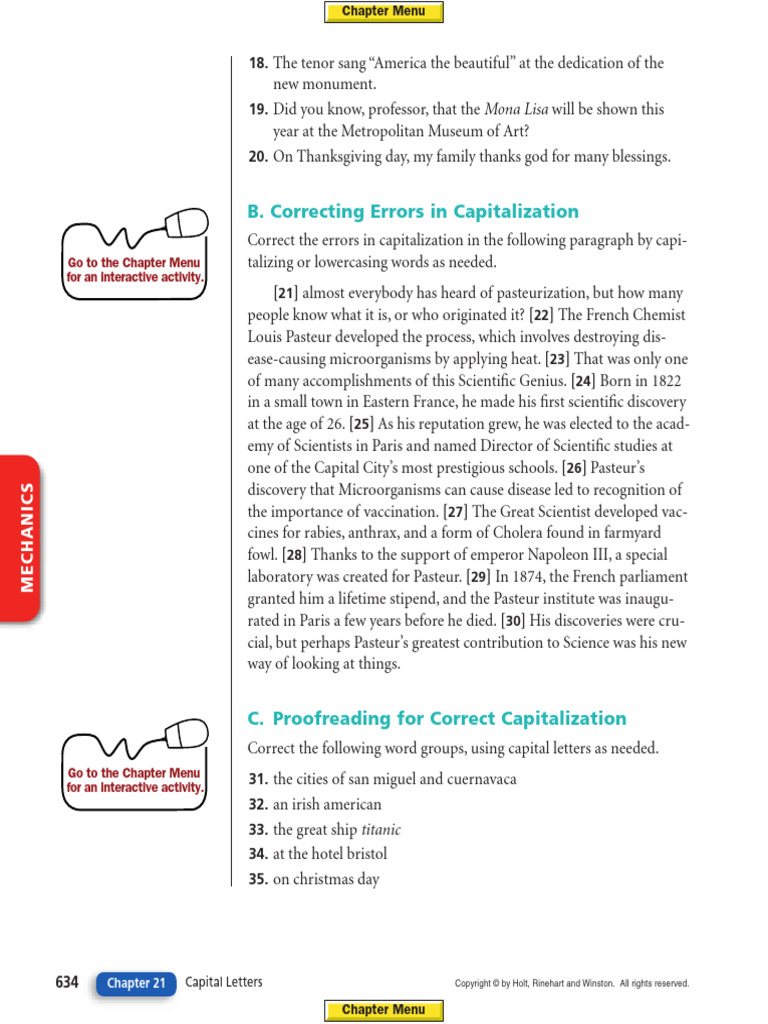 3 Worksheet As A Homework Capitalization 9th | PDF | Louis Pasteur