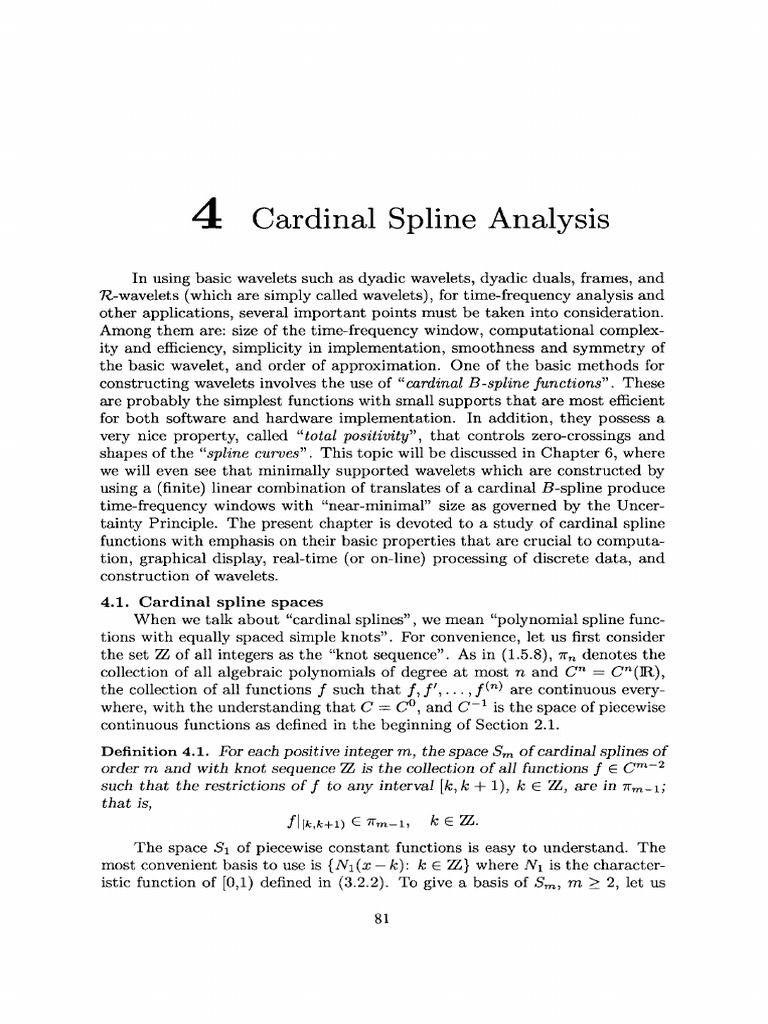 4 Cardinal Spline Analysis 1992 Wavelet Analysis And Its Applications Pdf Spline