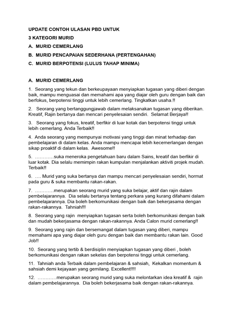 Contoh Ulasan PBD | PDF