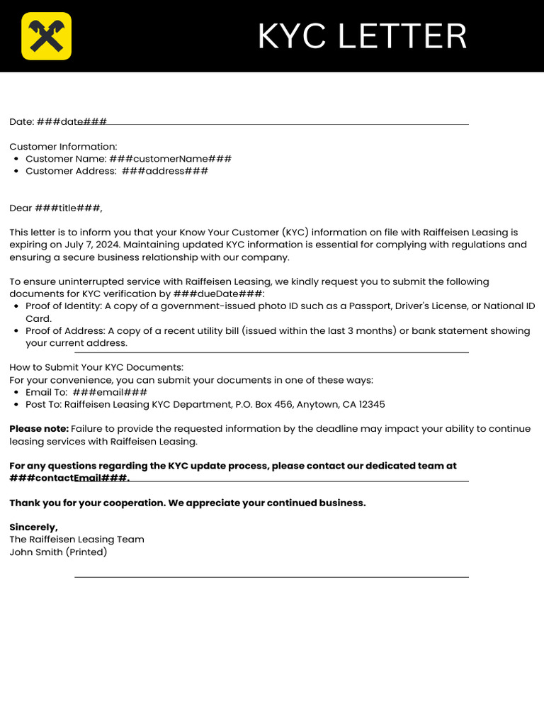 KYC Letter Generation | PDF | Finance & Money Management