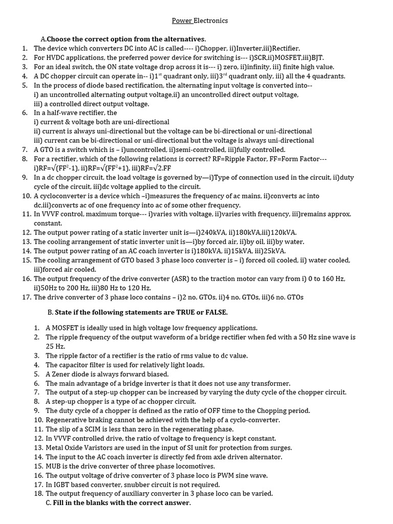 Power Electronics Question | PDF | Power Inverter | Rectifier