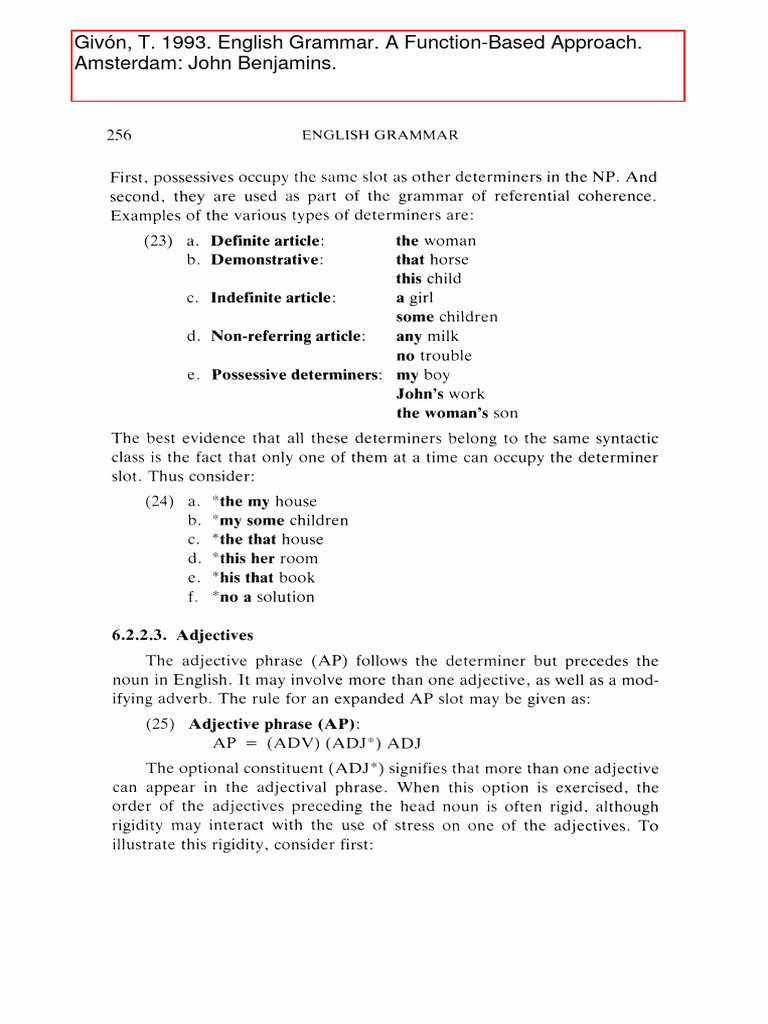 Givón (1993) - Order of Adjectives in NP | PDF | Adjective | Noun
