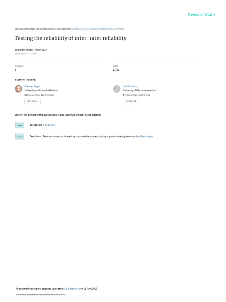 Testing The Reliability of Inter Rater Reliability | PDF