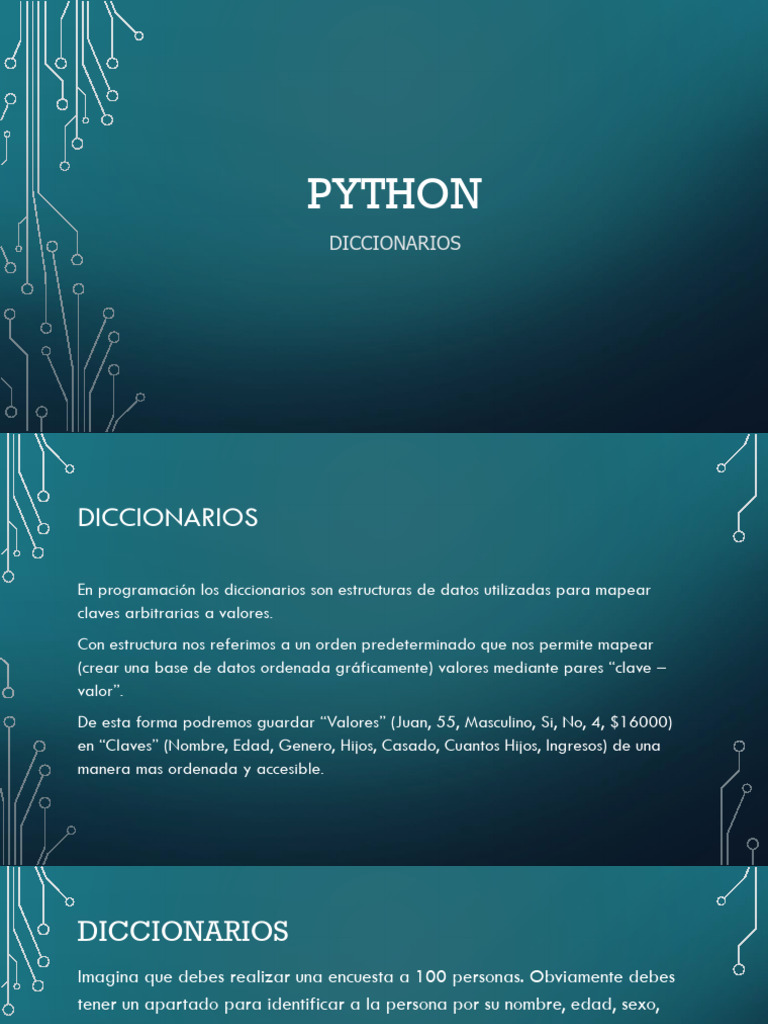 Diccionarios - Python | PDF | Python (lenguaje de programación) | Ingeniería de software
