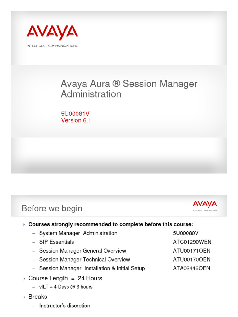 Avaya Session Manager Part 1 | PDF | Session Initiation Protocol | Port (Computer Networking)