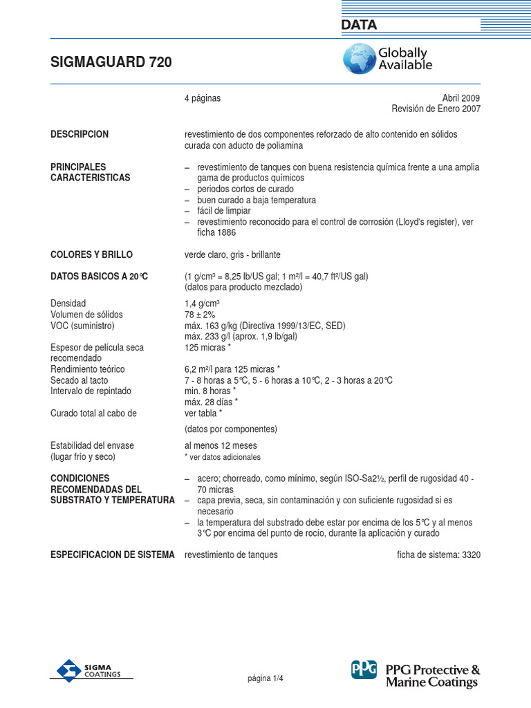 Sigmaguard 720 | PDF | Solvente