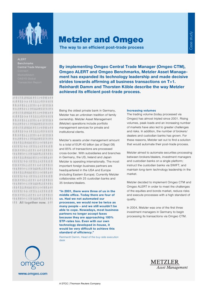 Omgeo Case Study Metzler en | PDF | Investment Management | Banks
