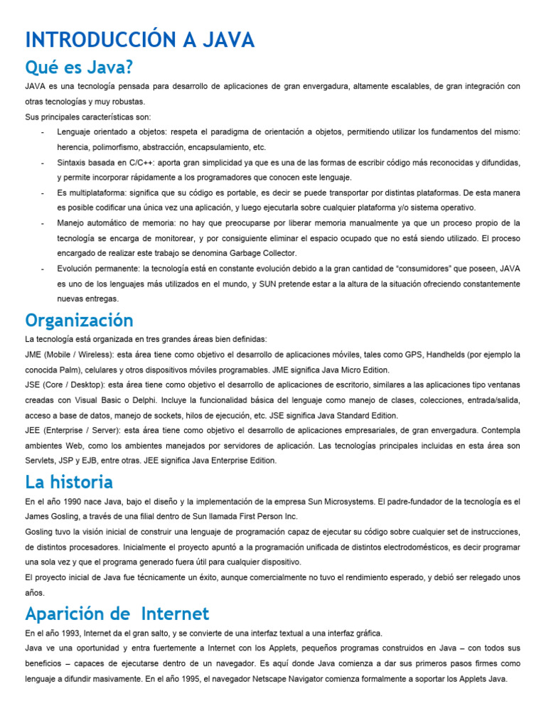 Java Introduccion | PDF | Java (lenguaje de programación) | Tipo de datos Java Introduccion | PDF | Java (lenguaje de programación) | Tipo de datos