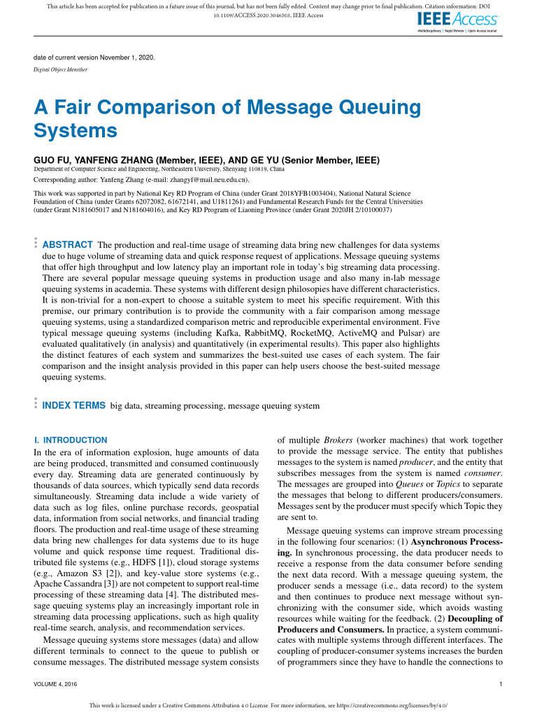 A Fair Comparison of Message Queuing Systems | PDF | Apache Hadoop | Cache (Computing)