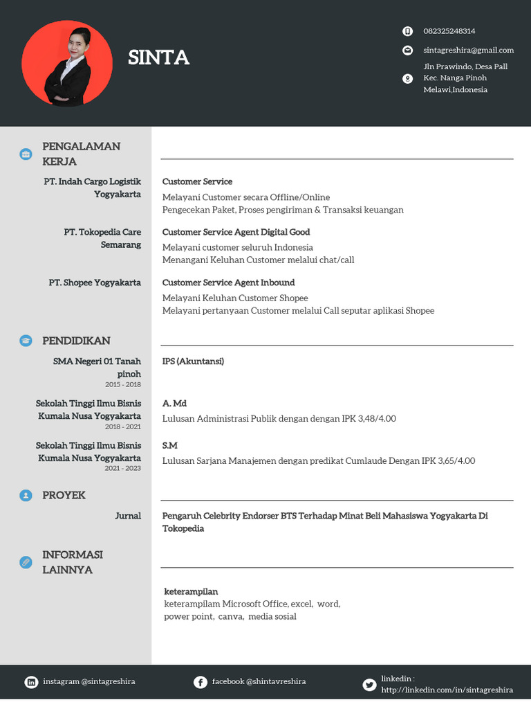 Sinta Cvtemplate - 22 - 1722170793 | PDF | Karier & Perkembangan