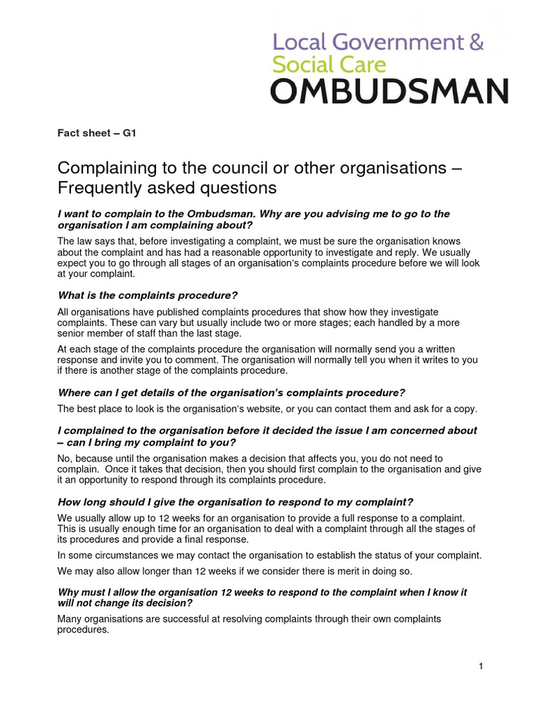Complaints To Councils FAQs. | PDF | Complaint