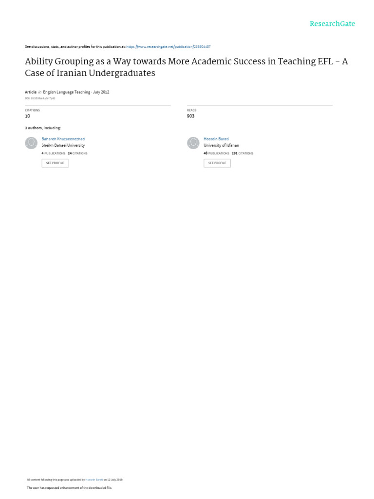 Ability Grouping As A Way Towards More Academic Su | PDF | Analysis Of ...