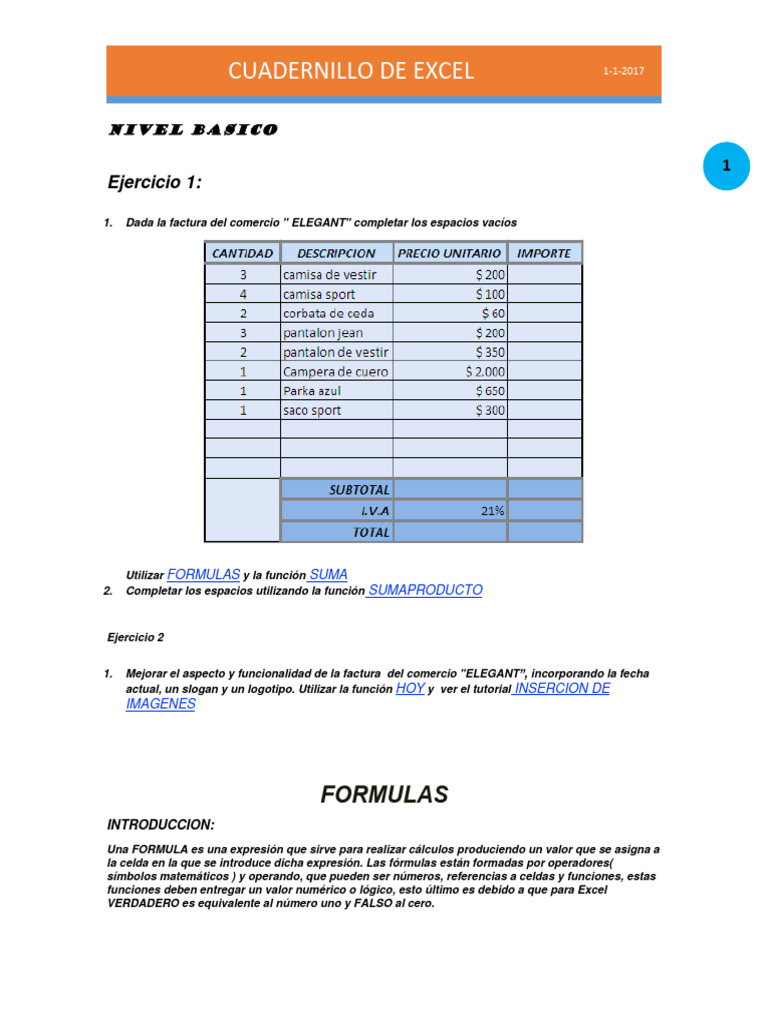 Excel Nivel Basico | PDF | Microsoft Excel | Matriz (Matemáticas)