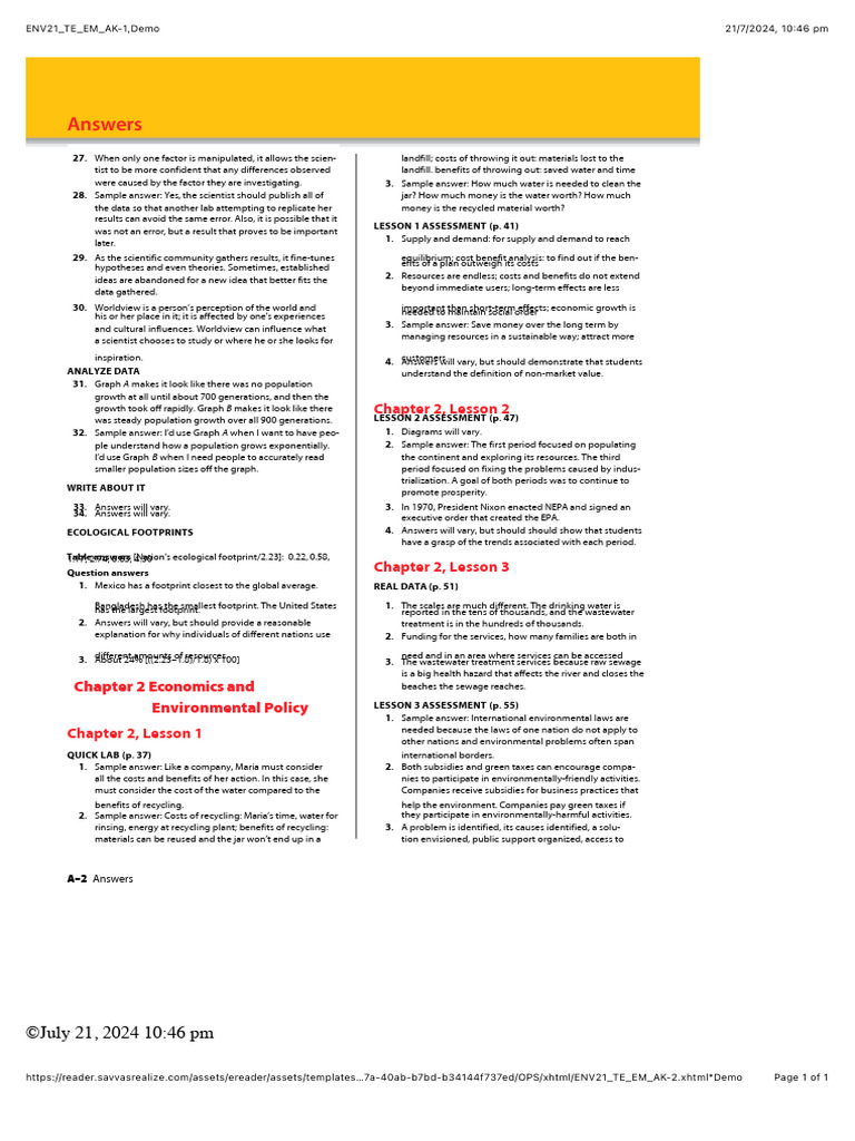 Not For Distribution: Answers | PDF | Recycling | Sampling (Statistics)