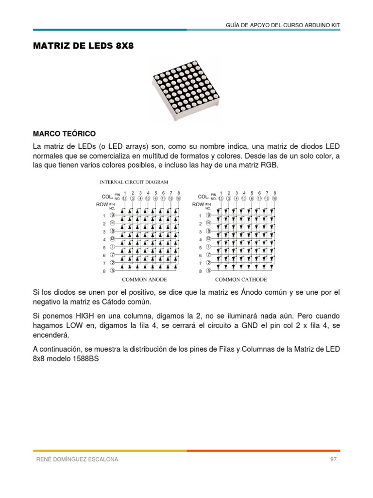 21 Matriz de LEDs 8x8 | PDF | Diodo emisor de luz | Matriz (Matemáticas)