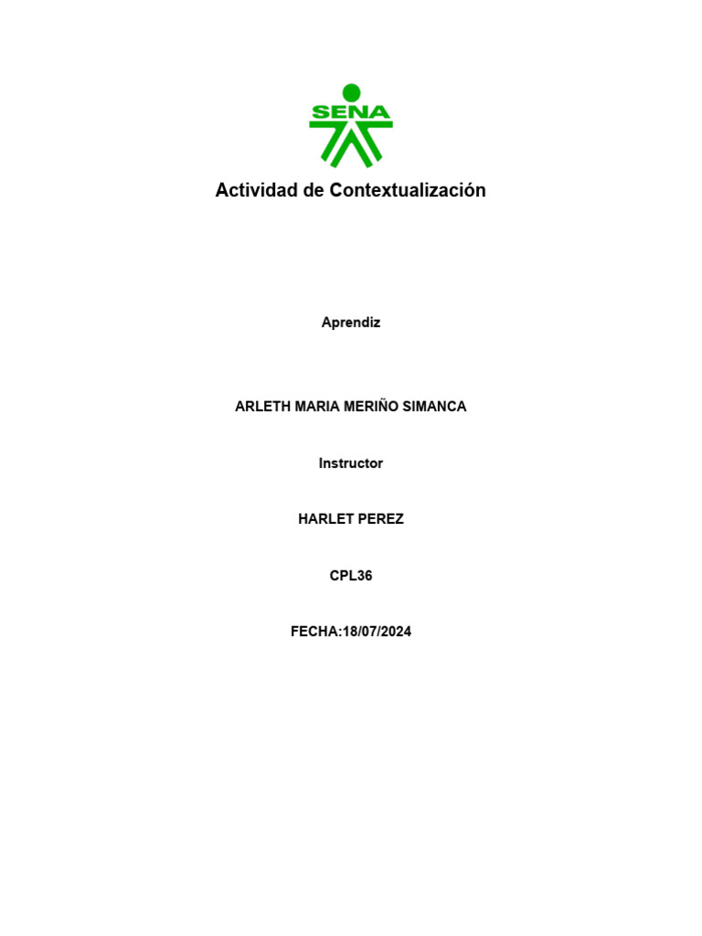 Actividad de CONTEXTUALIZACION ARLETH MERIÑO | PDF