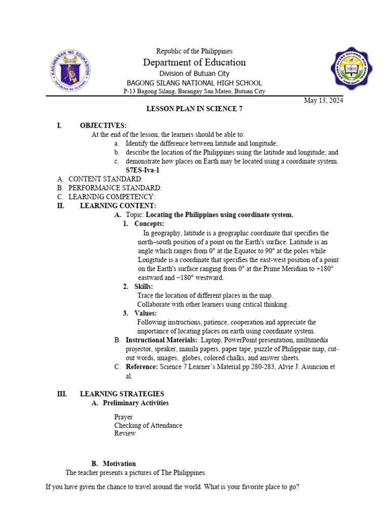LONGITUDE Lesson Plan | PDF | Longitude | Latitude