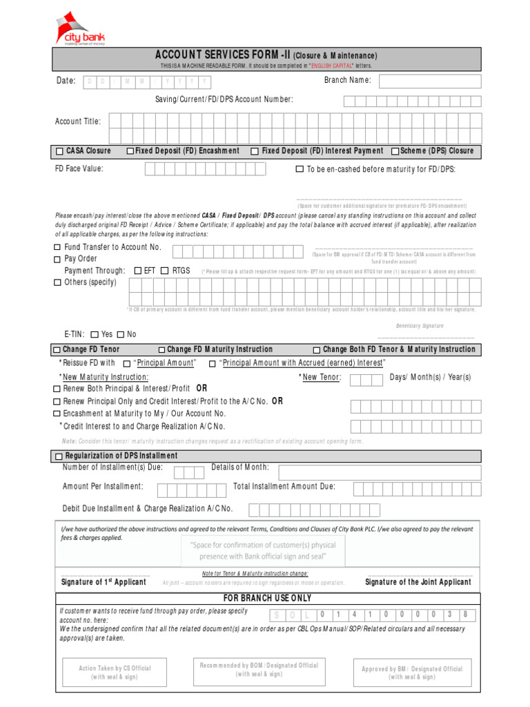 Account Services Form II English - v2 | PDF | Economies | Financial ...