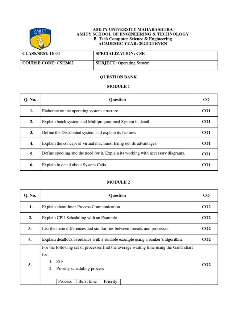 Operating System QB - FORMAT - CSE | PDF | Scheduling (Computing ... Operating System QB - FORMAT - CSE | PDF | Scheduling (Computing ...