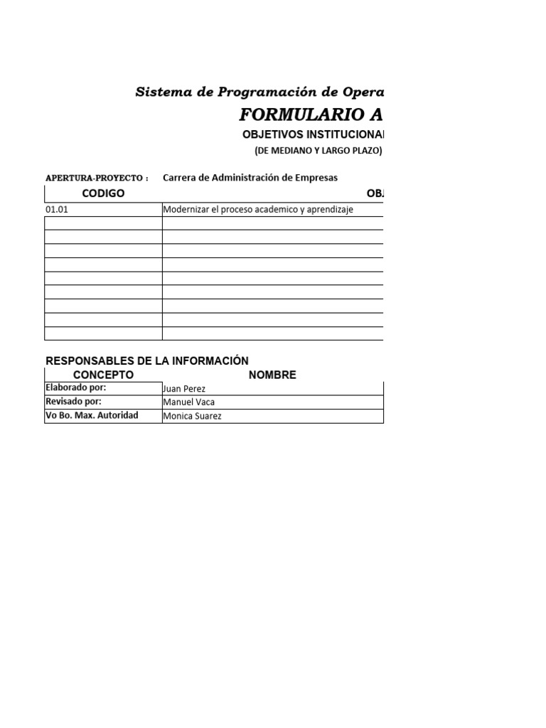 Form Poa y Ppto Mod Blanco y Negro | PDF | Enseñando | Economias