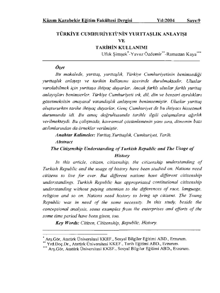 T - RK - Ye Cumhur - Yet - 'N - N Yurtta - Lik Anlayi - I Ve Tar - H - N Kullanimi (#37008 ...