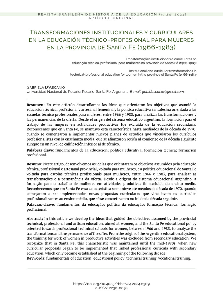 Transformaciones en educación técnica femenina | PDF | Desarrollo ...