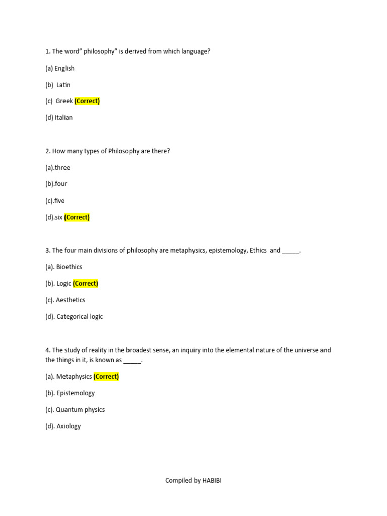 Philosophy Practice Questions | PDF | Metaphysics | Epistemology