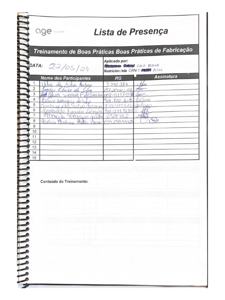 Lista de Presença | PDF