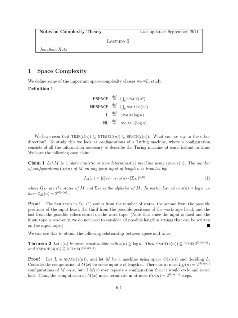 Lecture 6 | PDF | Computational Complexity Theory | Theoretical ... Lecture 6 | PDF | Computational Complexity Theory | Theoretical ...