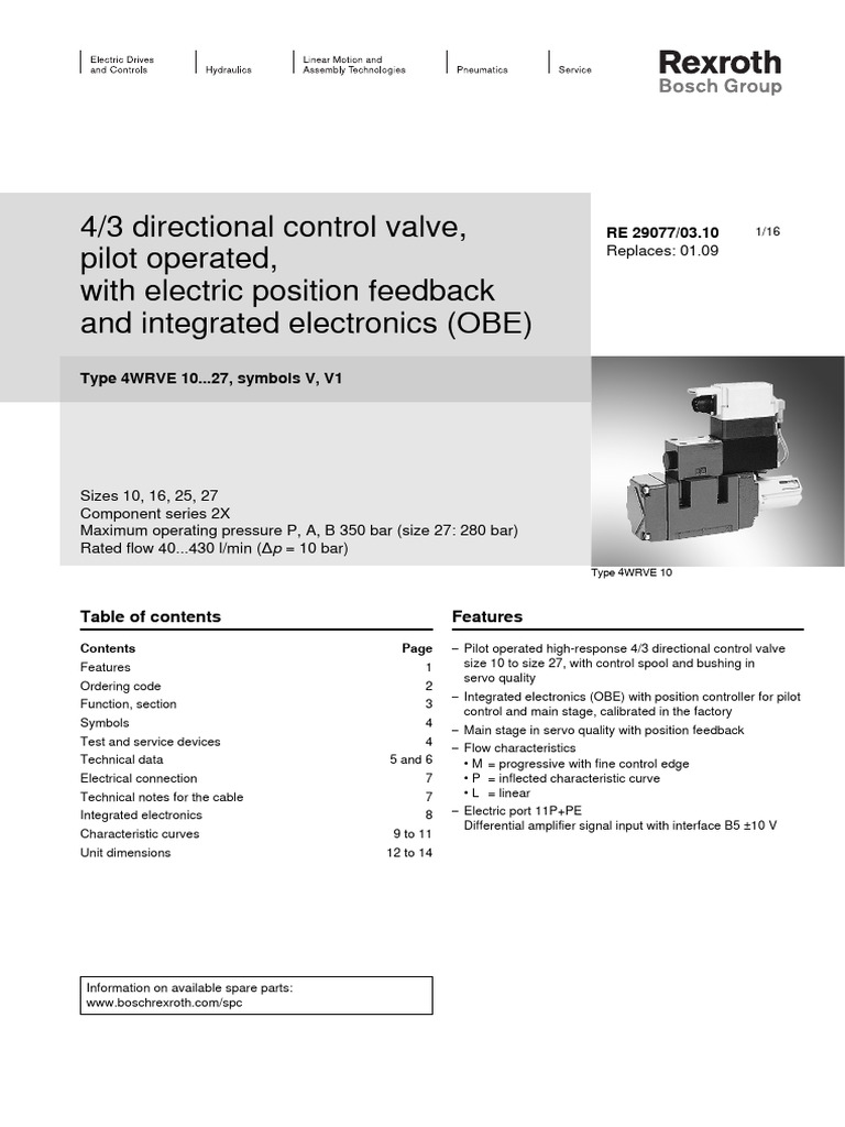 4-3directional Control Valve 4WRVE RE29077 2010-03 | PDF | Electrical ...