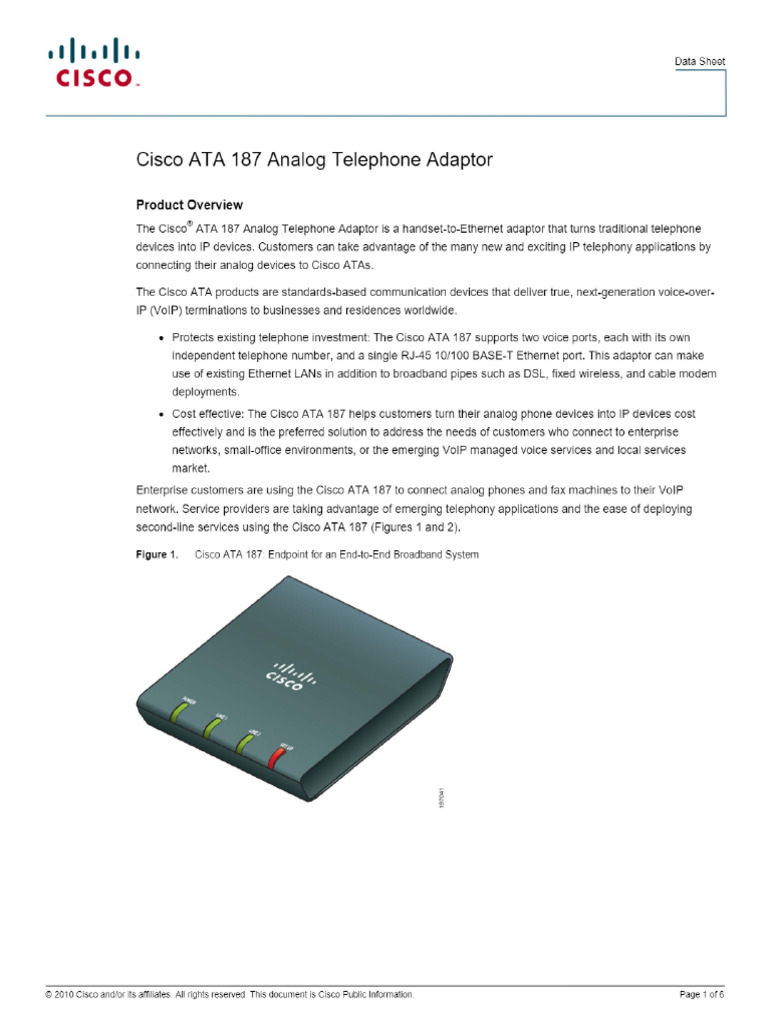 (ATA) Cisco ATA 187 | PDF