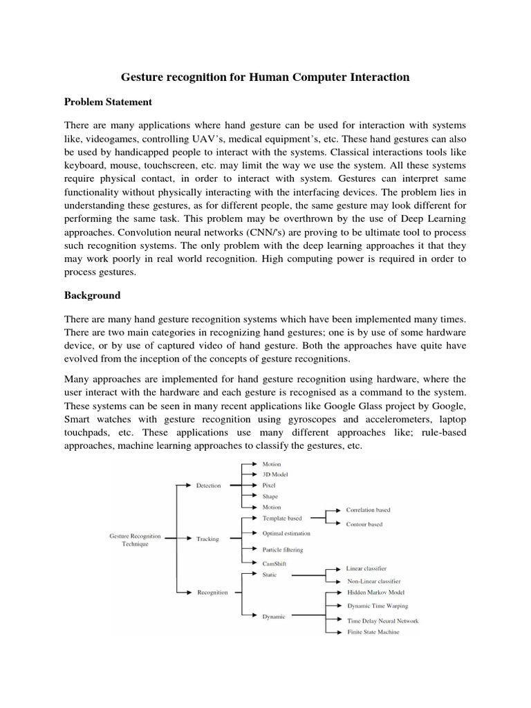Gesture Recognition For Human Computer Interaction | PDF | Deep Learning | Computer Vision