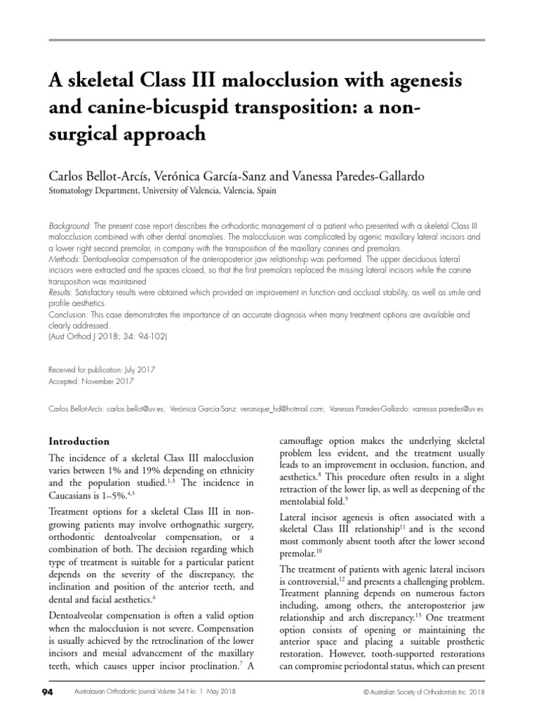A Skeletal Class III Malocclusion With Agenesis An | PDF | Orthodontics ...