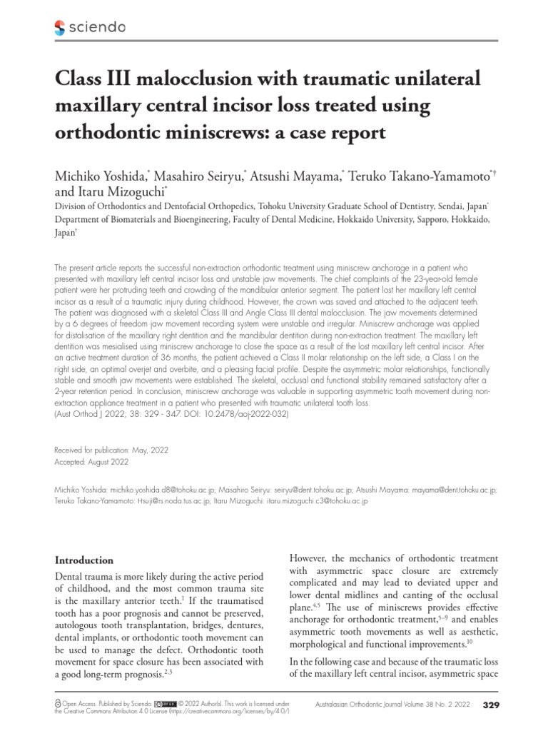 Class III Malocclusion With Traumatic Unilateral M | PDF | Orthodontics ...