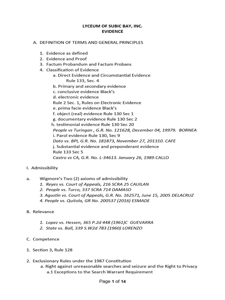 CASES 4B Revised Syllabus Evidence | PDF | Witness Impeachment | Common Law