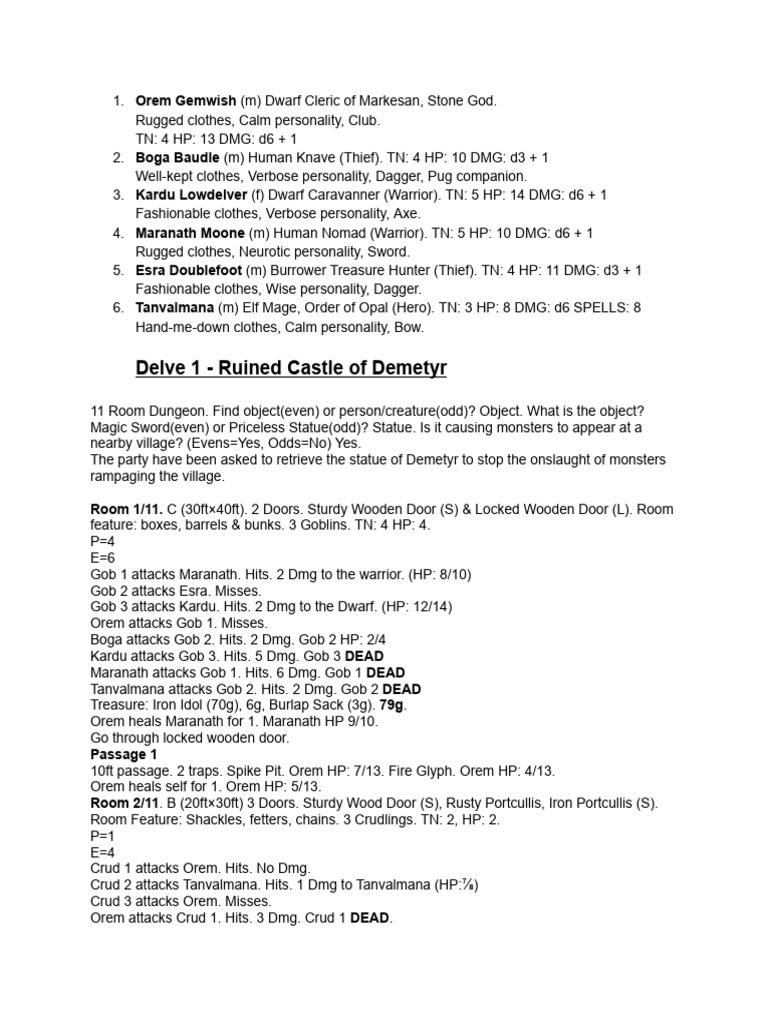 Beneath The Dungeon Floor - Delve 1 | PDF