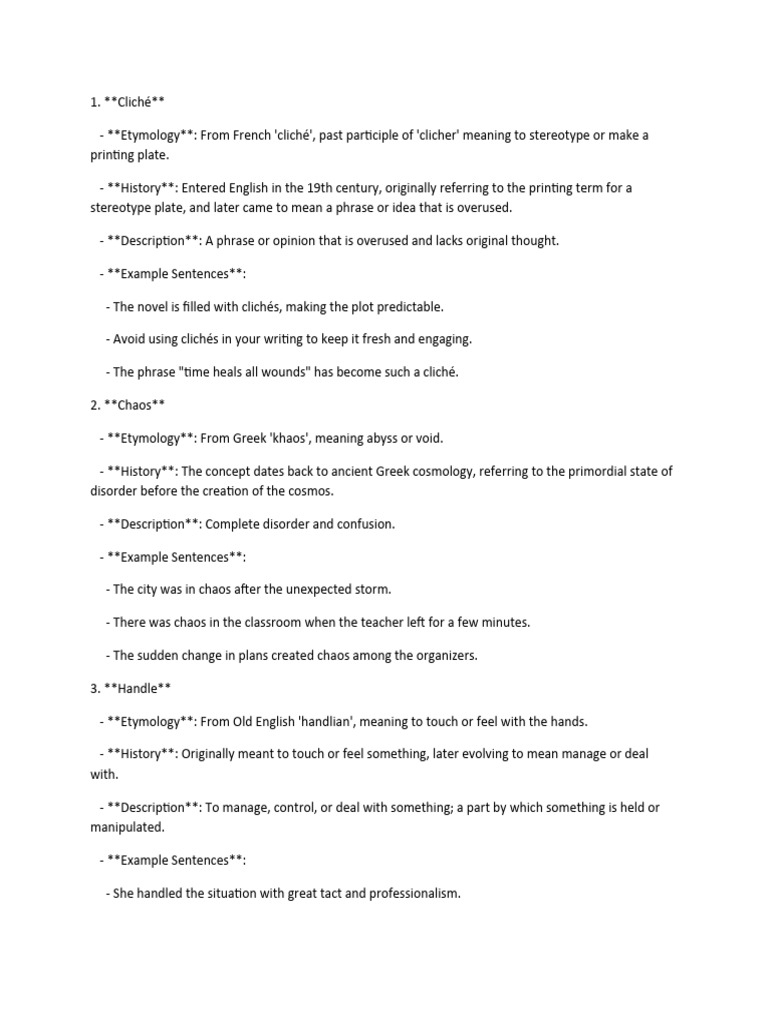 Word Meanings and Etymology Guide | PDF | Compassion