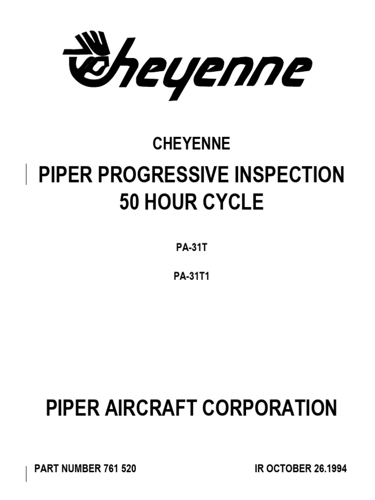 Piper Progressive Inspection 50 Hour Cycle: Cheyenne | PDF | Federal ...