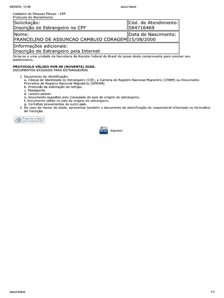 CPF Francelino | PDF