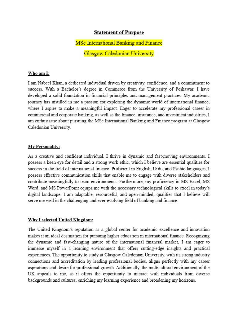 Glasgow University SOP Template | PDF | Banks | Risk
