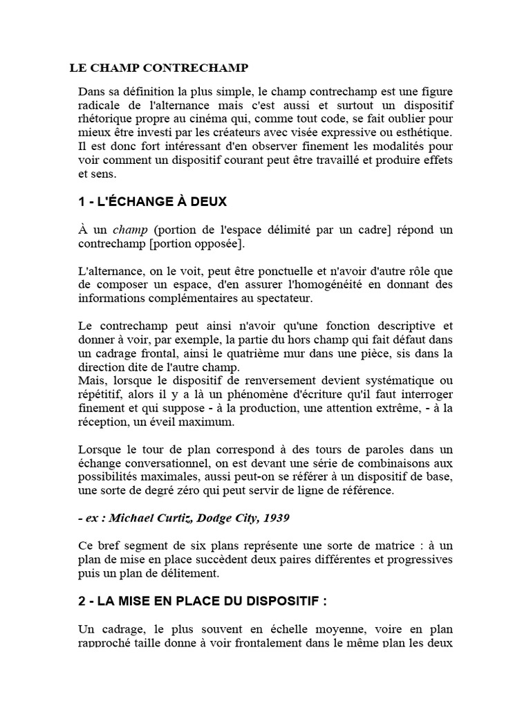 Analyse du Champ Contrechamp au Cinéma | PDF | Cinématographie