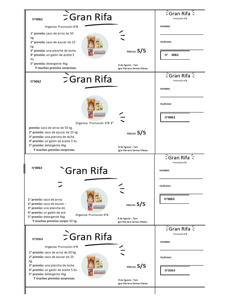 Rifas Jeicob | PDF | Alimentos